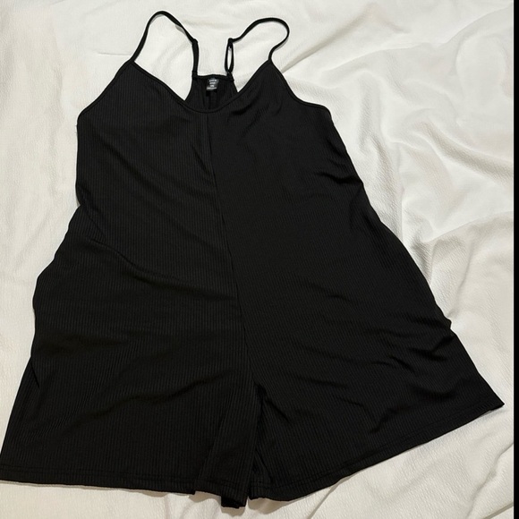 SHEIN | Pants & Jumpsuits | Shein Black Ribbed Cami Romber | Poshmark